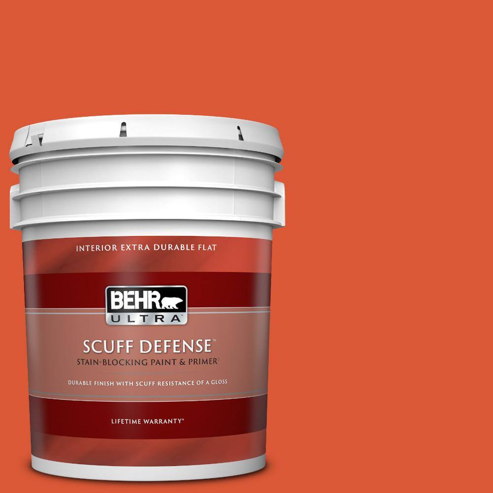 BEHR ULTRA 5 gal. #P190-7 Inferno Extra Durable Flat Interior Paint ...