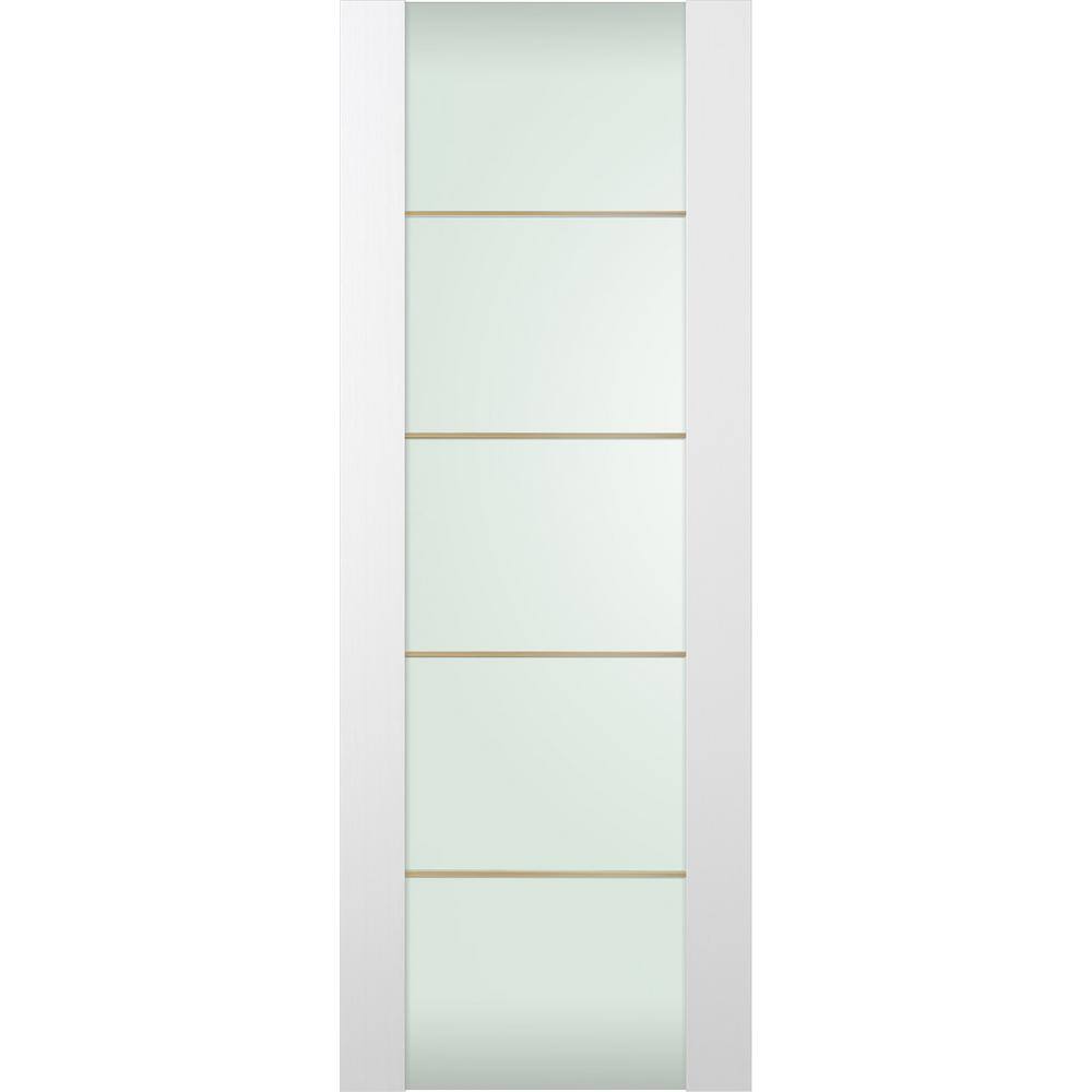 Belldinni Paola 202 4H Gold 24 in. x 84 in. No Bore Full Lite Frosted ...