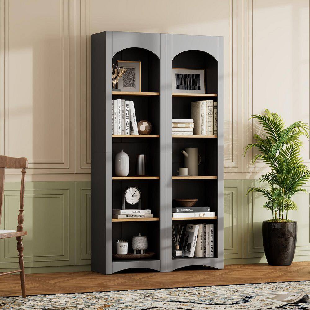 Harper & Bright Designs 72 in. Tall Gray Wood 5-Shelf Standard Accent ...