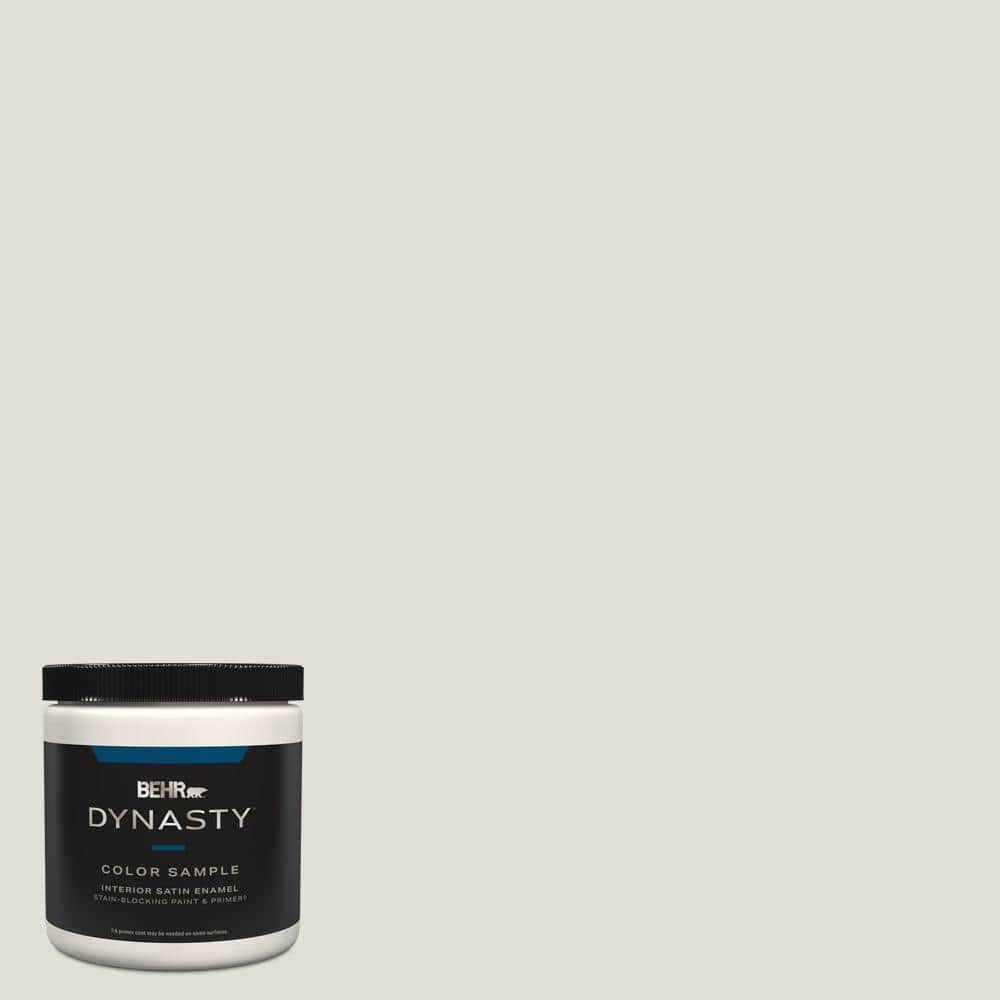 BEHR DYNASTY 8 oz. #PPU24-15 Mission White Satin Enamel Stain-Blocking ...