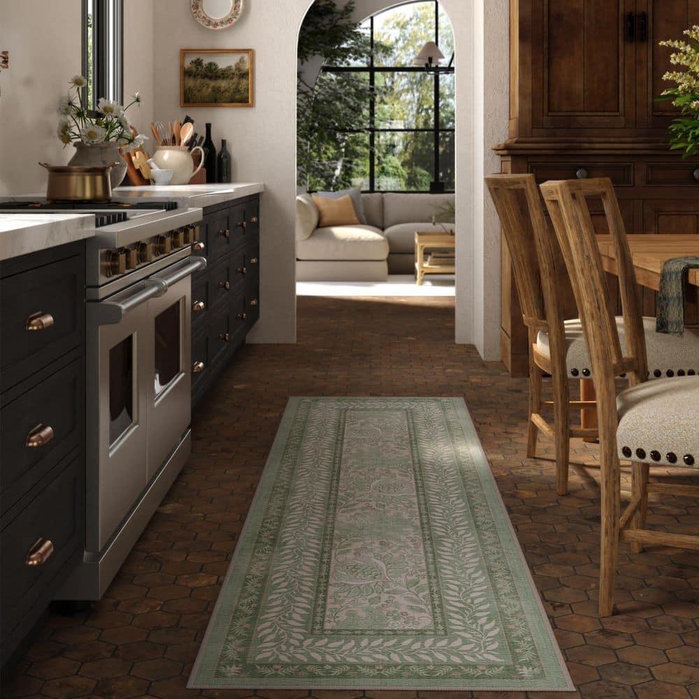 Ruggable Machine Washable Rug with Standard Pad-Provence Sage 2 ft. x 7 ...