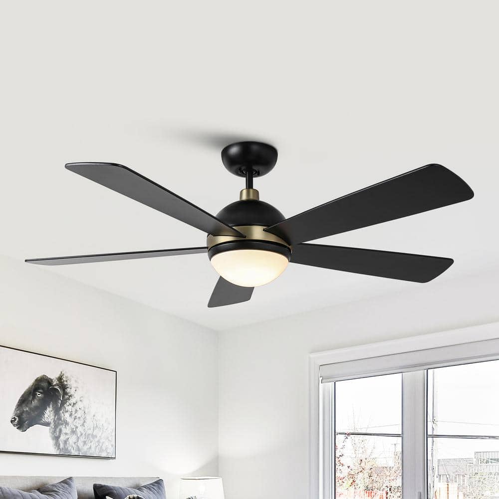 matrix decor 52 in. Indoor Black LED Modern Ceiling Fan with Light and ...