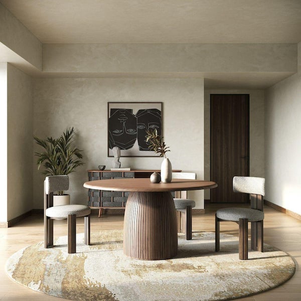 MR MODREST Modrest Sheridan Mid-Century Walnut Wood 55.1 in. Pedestal ...