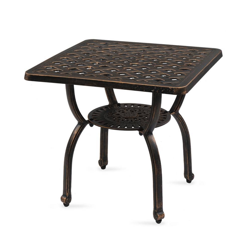 Karl home Cast Aluminum Outdoor Side Table Anti-Rust Outdoor Square End ...