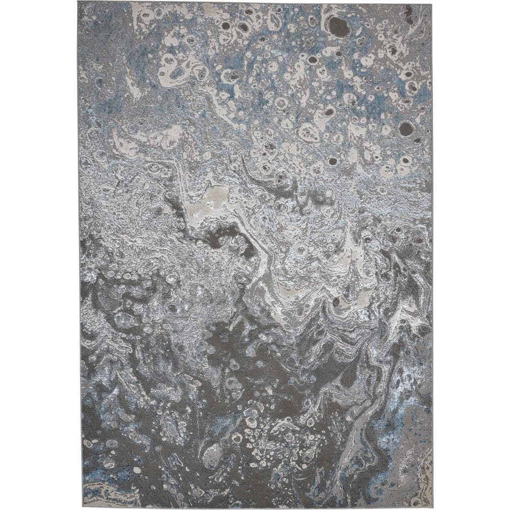 HomeRoots Blue and Gray Abstract 2 ft. x 3 ft. Area Rug 2000515583 ...