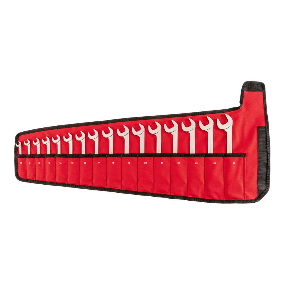 TEKTON 10-27 mm Angle Head Open End Wrench Set with Pouch (16-Piece ...