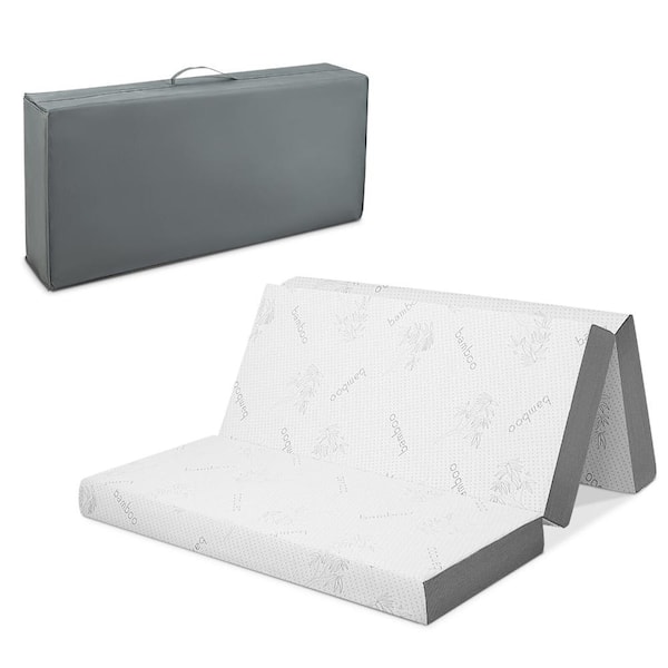 Bunpeony 4 in. Queen Tri-Fold Cooling Gel Memory Foam Mattress with ...