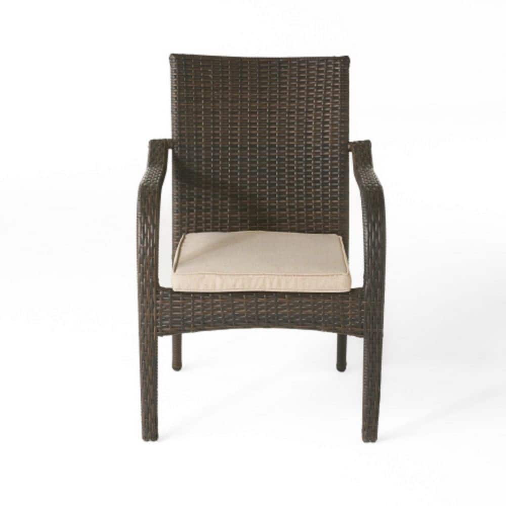 Outdoor Comfortable Wicker Chairs with Iron Frame and Water-Resistant Cushions, Durable Iron ...