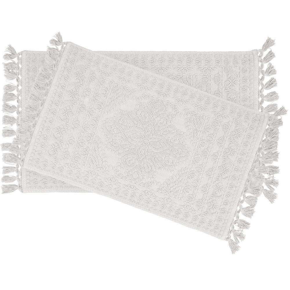 French Connection Nellore Fringe Cotton White 17 x 24 in./20 x 34 in. 2 ...