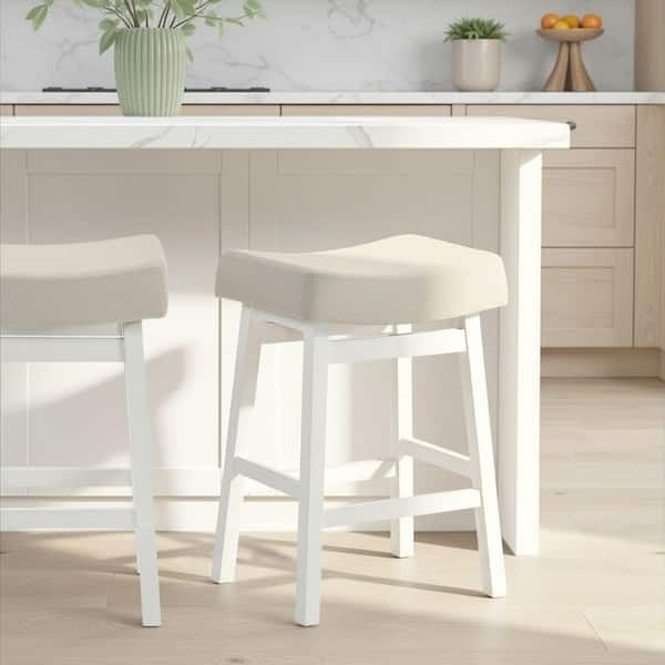 Armen Living Lenon 27 in. H Counter Height Cream Backless Wood Bar ...