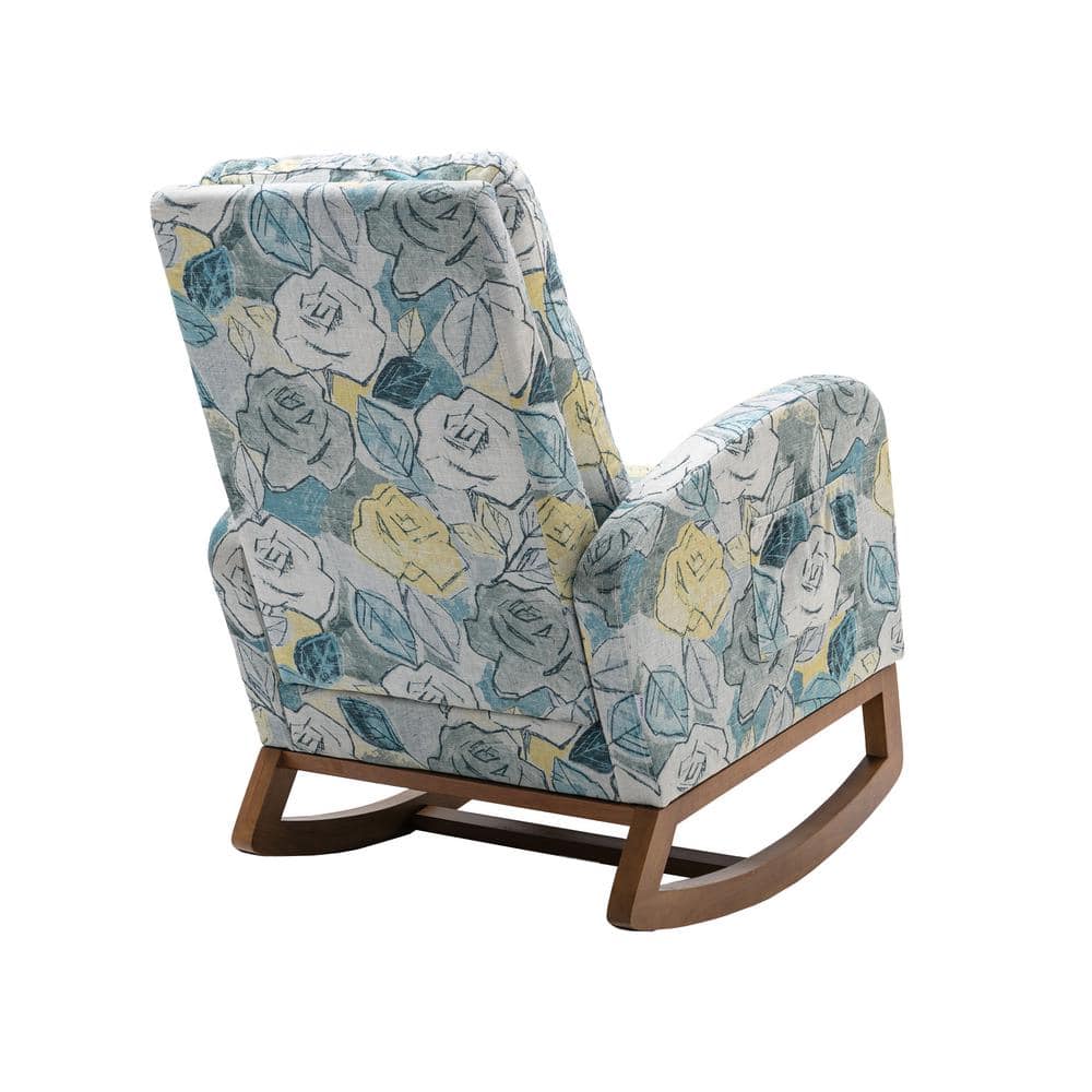 ZIRUWU Blue Flower Rocking Chair Comfortable Rocking Chair Living Room ...