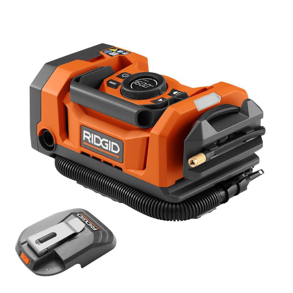 RIDGID 18V Dual Function Cordless Inflator and Portable Power Source ...