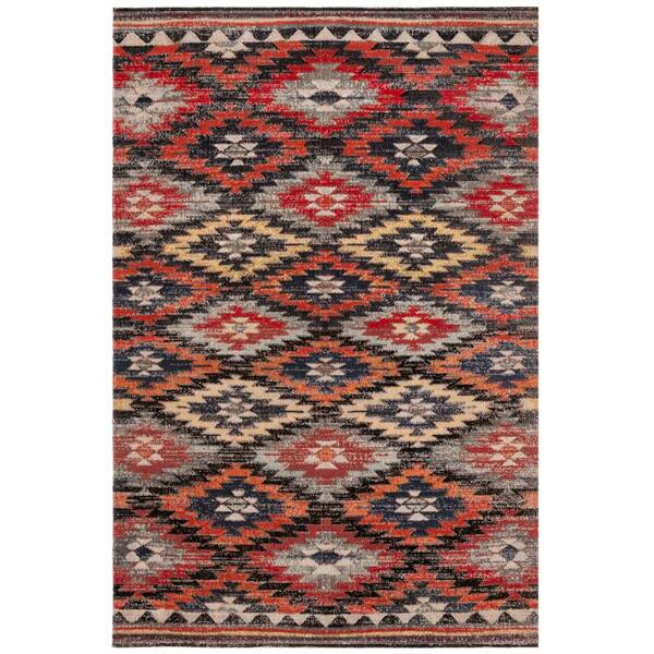 SAFAVIEH Montage Rust/Multi Doormat 3 ft. x 5 ft. Geometric Indoor ...