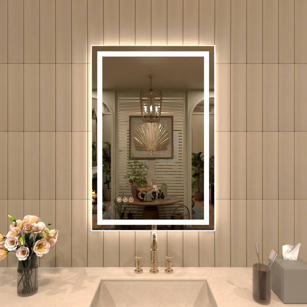 TaiMei 20 in. W x 30 in. H Frameless Beveled LED Single Bathroom Vanity ...