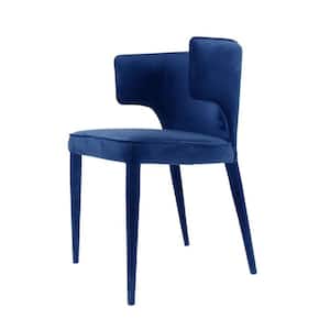 Benjara Blue Fabric Curved Wingback Dining Armchair BM279351 - The Home ...