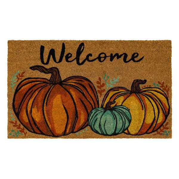 Home Accents Holiday Pumpkin Pals 18 in. x 30 in. Harvest Coir Outdoor ...