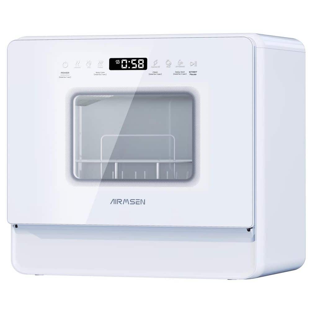 Elexnux 22 in. Countertop Dishwasher in White with 360° Full Coverage ...