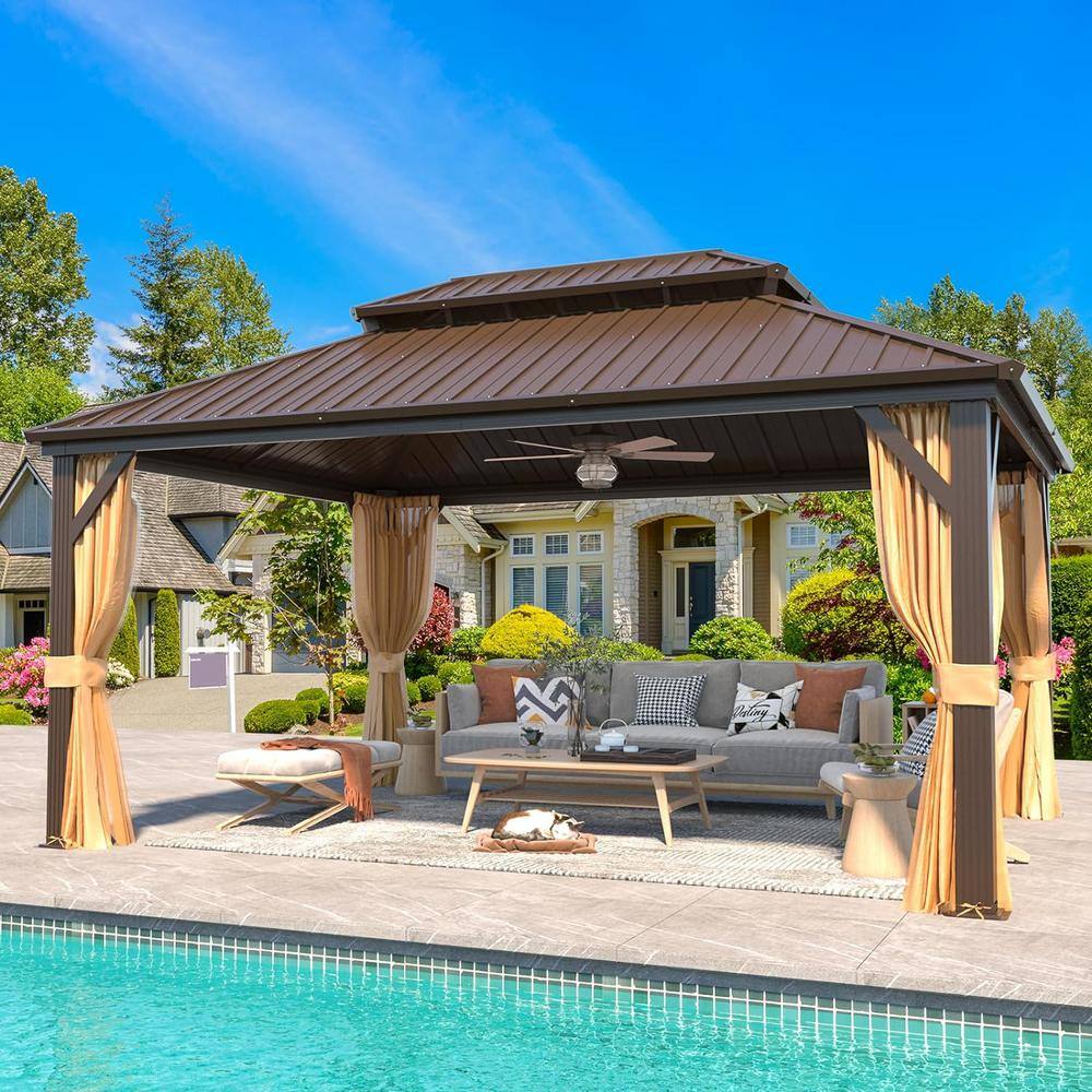 12 ft. x 16 ft. Hardtop Gazebo with Galvanized Steel Double Roof ...