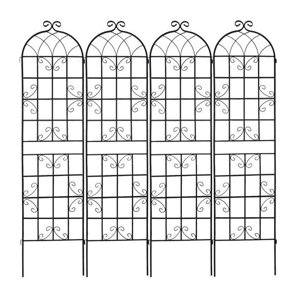 Black 86.70 in. 4 Pack Metal Outdoor Garden Trellis or Climbing Plants ...