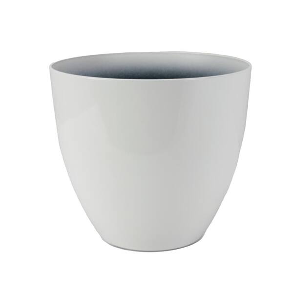 Vigoro Cersei 11.5 in. Dia Matte White Plastic Planter PZV11500A10 ...