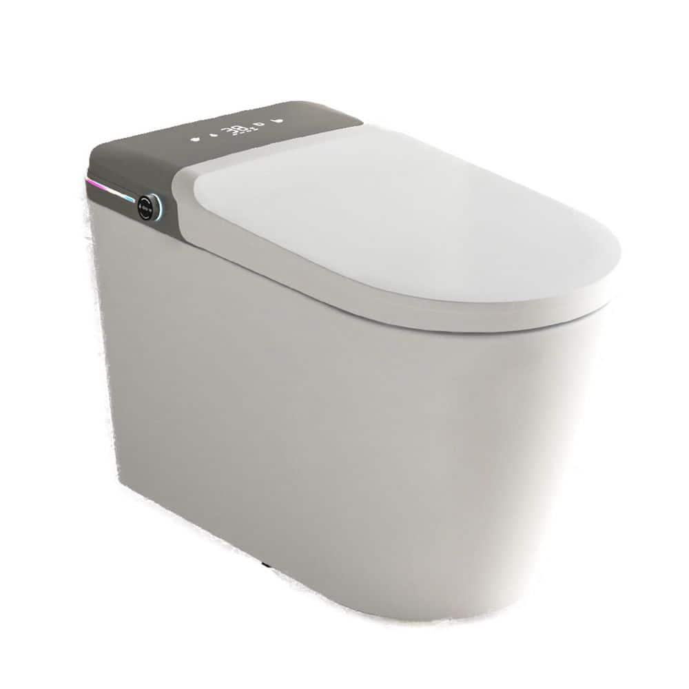 Boosicavelly Elongated Smart Bidet Toilet 1.32 GPF in White with LED ...