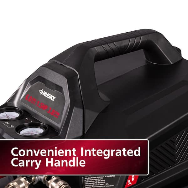 Husky 6 Gal. 150 PSI Portable Electric Oil-Free Jobsite Pancake Air ...