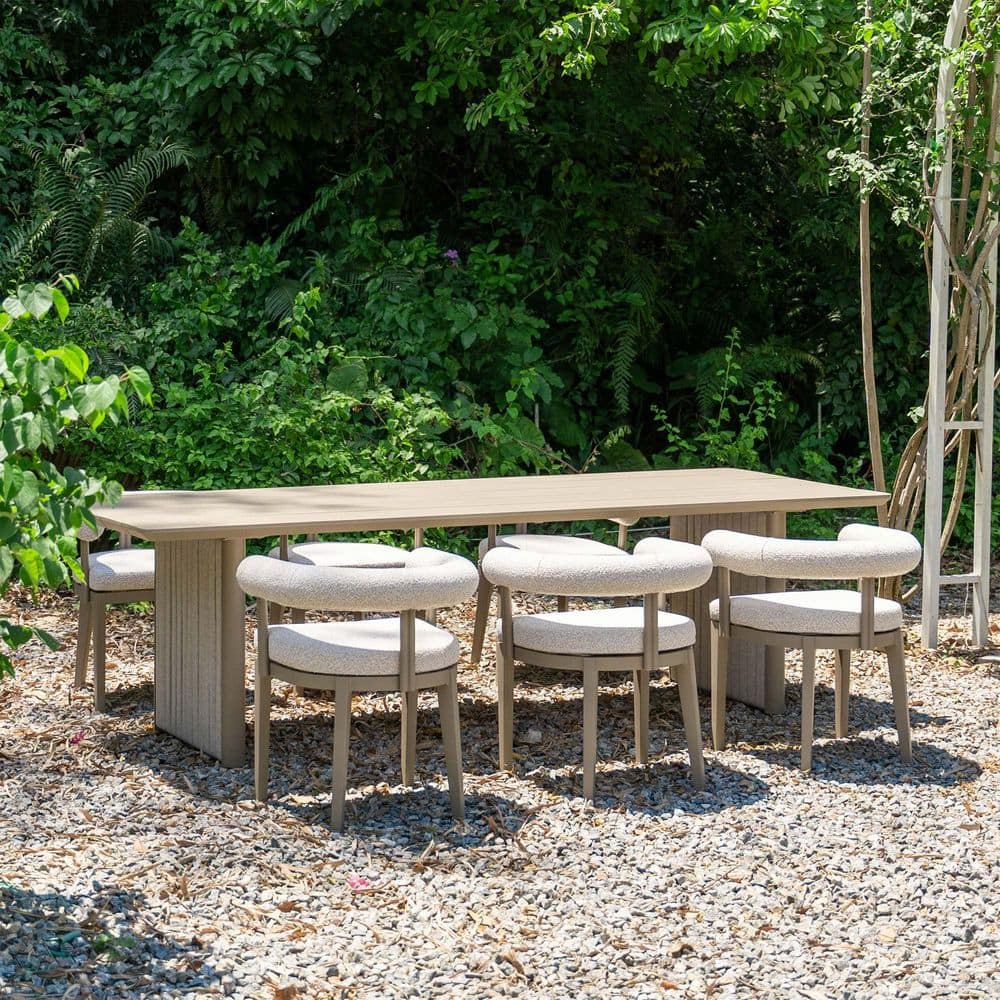 PURPLE LEAF 7-Piece Luxury Modern Aluminum Large Rectangle Outdoor ...