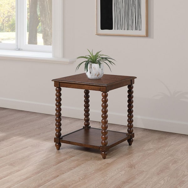OSP Home Furnishings Elise 20 in. Dark Walnut Square Wood End Table ...