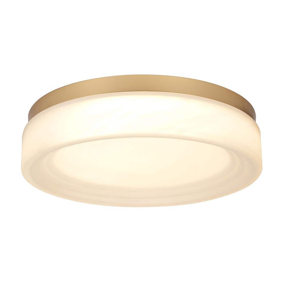 Alsy 13 in. 24-Watt Modern Brushed Gold-Plated Integrated LED Flush ...