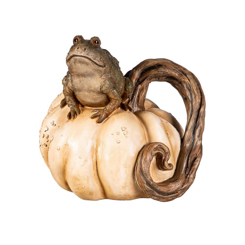 Evergreen Enterprises Toad on Pumpkin Statuary PHC294 - The Home Depot
