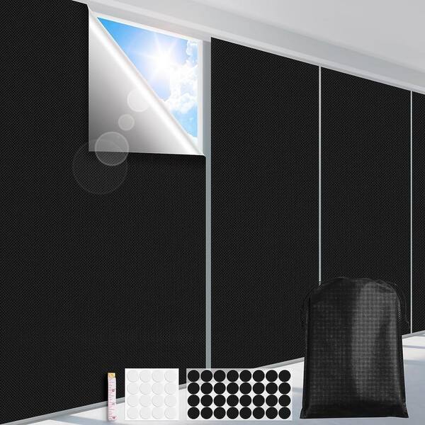 Shatex 157" x 57" 100% Blackout Window Shades Fabric Portable Temporary ...