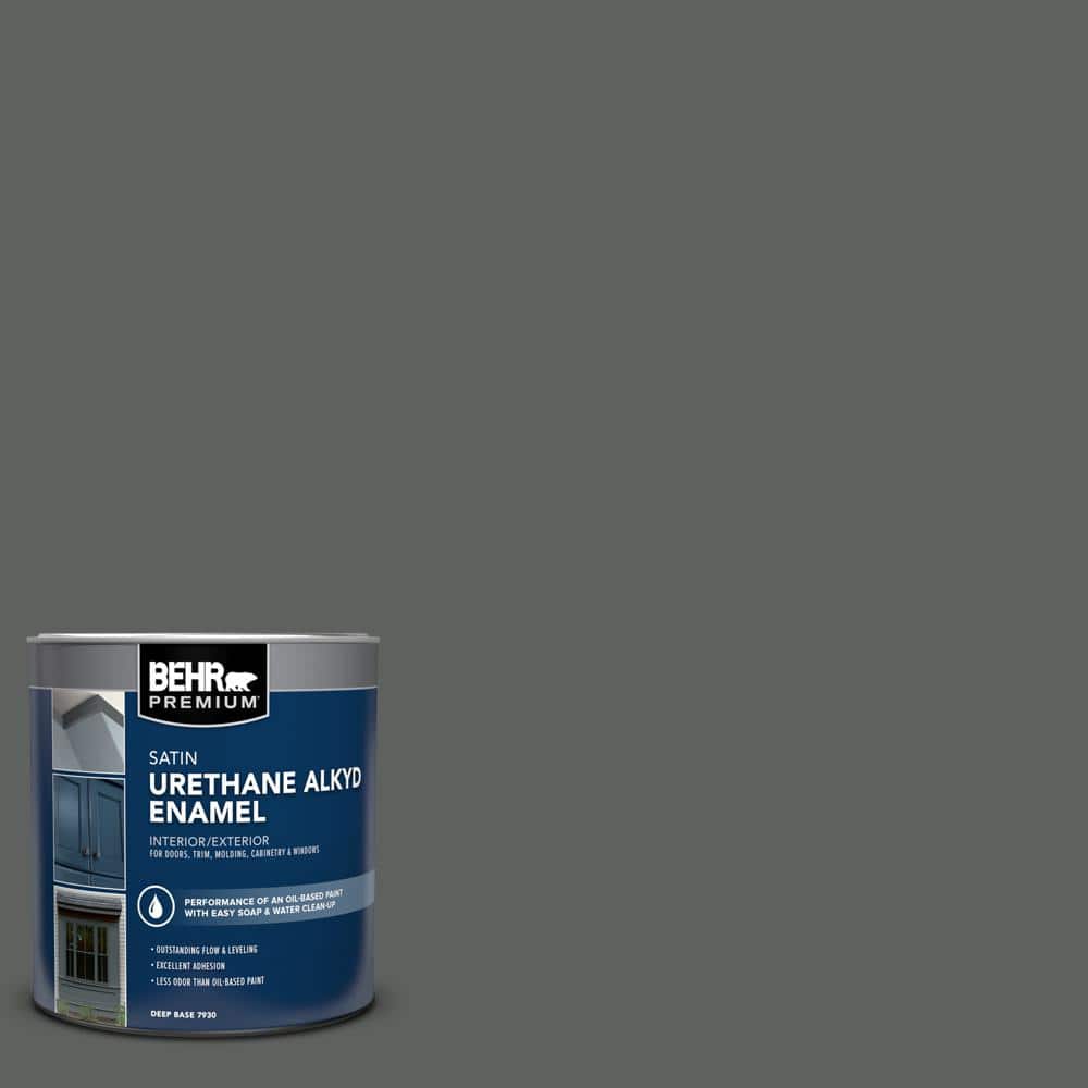 BEHR PREMIUM 1 qt. #N460-6 Hematite Satin Enamel Urethane Alkyd ...