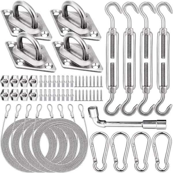 Oyezvary 5 in. 304 Stainless Steel Shade Sail Hardware Kit with 4-Piece ...