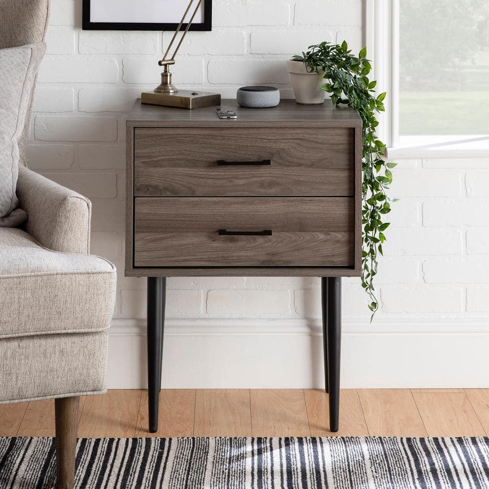 Walker Edison Furniture Company Mid-Century Modern Slate Gray 2 Drawer ...