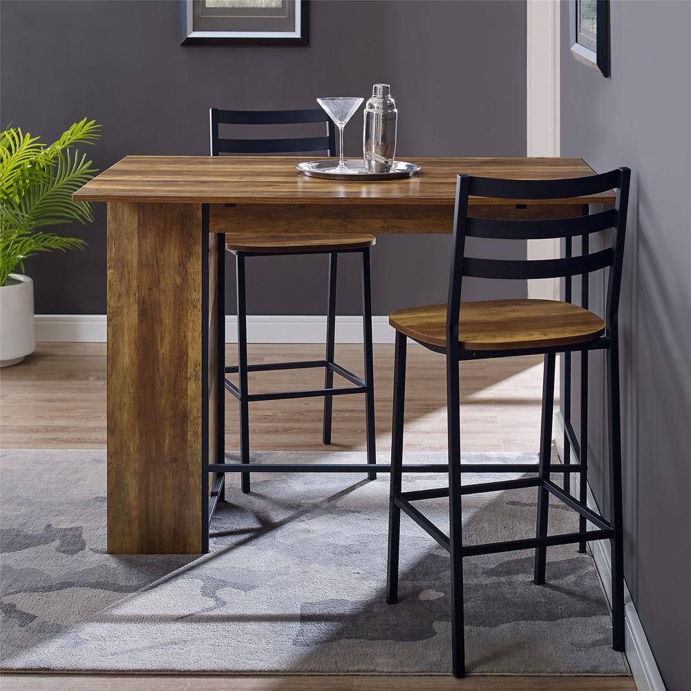 Welwick Designs 3 Piece Reclaimed Barnwood Drop Leaf Counter Table Set ...