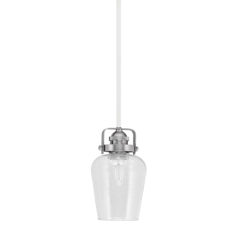 Decatur 60-Watt 1-Light White & Nickel Light mini Pendant with 5 in ...
