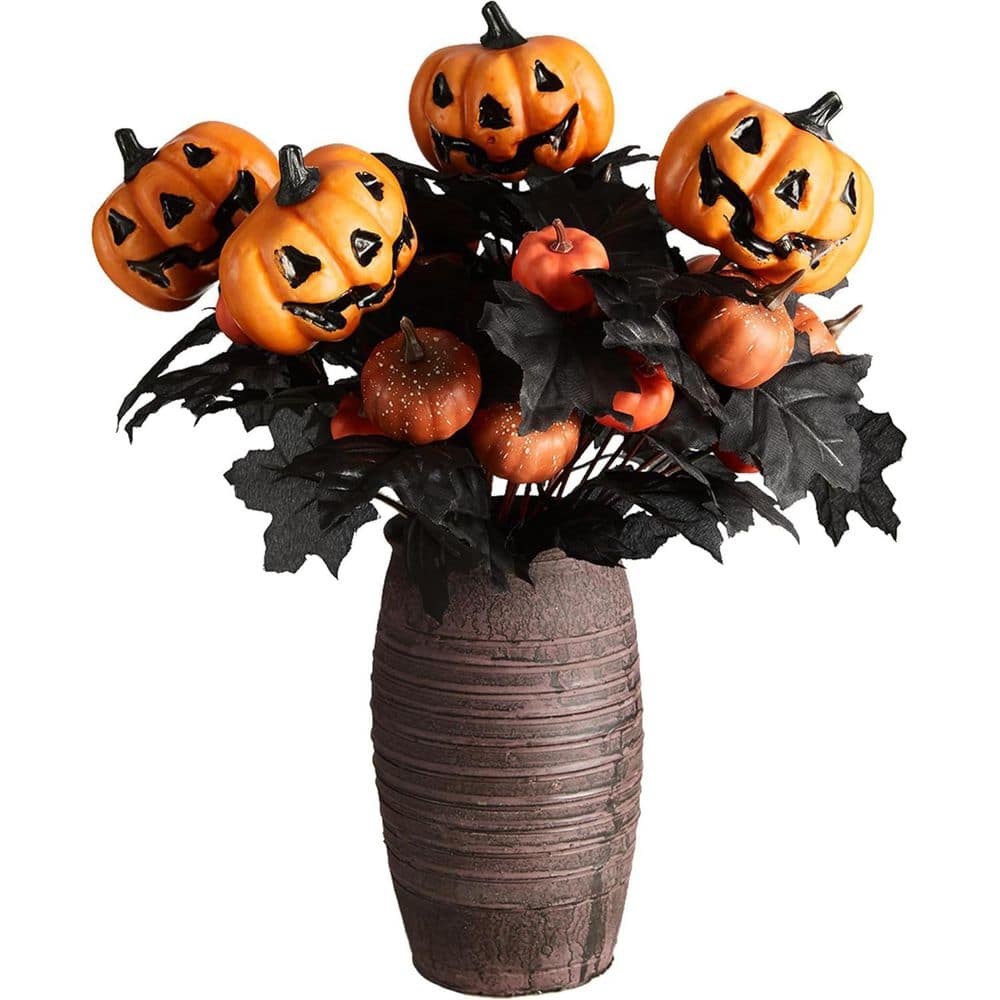 4 Pieces 13.77 in. Multi-Colored Artificial Halloween Pumpkin Bunch ...