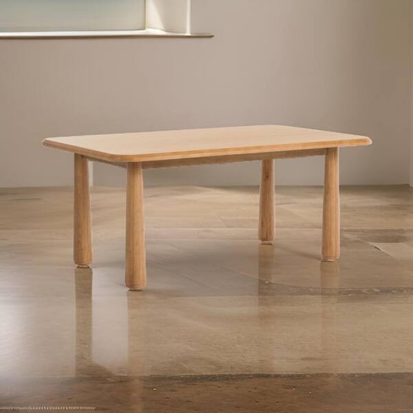 Benjara 71 in. Natural Brown Wood 4 Legs Dining Table Seating 6 ...