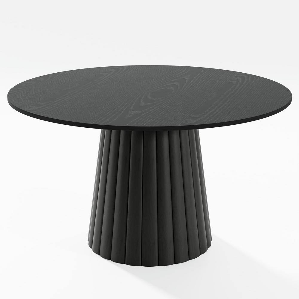 Lirago Cone Black Colored Wood 52" Column Base Wide Strip Straight Edge ...