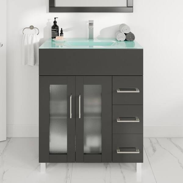 Eviva Tito 32 in. Single Sink Espresso Bath Vanity with Light Aqua ...