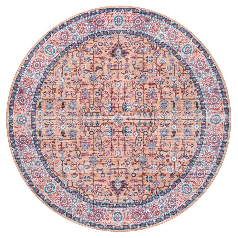 JONATHAN Y Kemer All-Over Multi 5 ft. Persian Machine-Washable Round ...