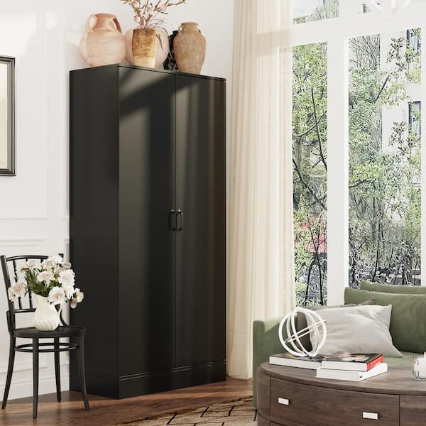 FUFU&GAGA Black Wooden & Metal 31.5 in. W x 66.9 in. H x 15.7 in. D ...