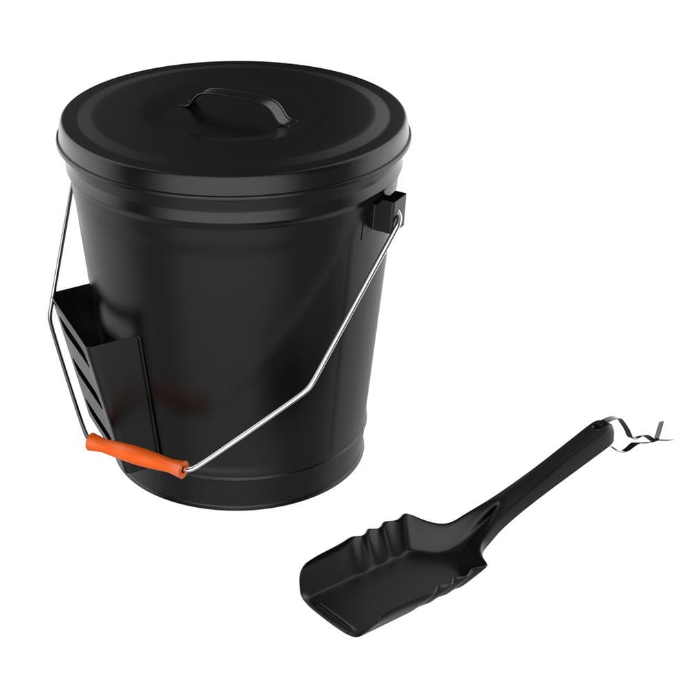 HOME-COMPLETE 4.75 Gal. Ash Bucket with Lid and Shovel HW1500230 - The ...