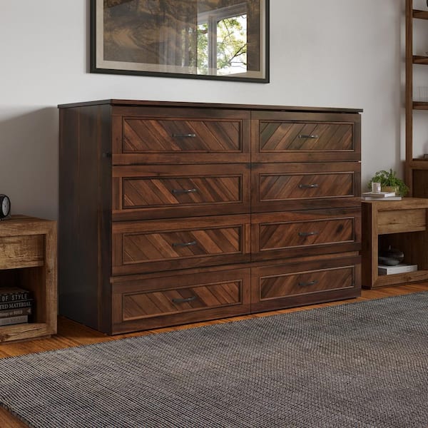 AFI Alpine Barnwood Brown Wood Frame Queen Murphy Bed Chest with ...