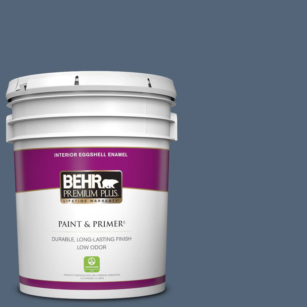 BEHR PREMIUM PLUS 5 gal. #570F-6 Mood Indigo Eggshell Enamel Low Odor ...