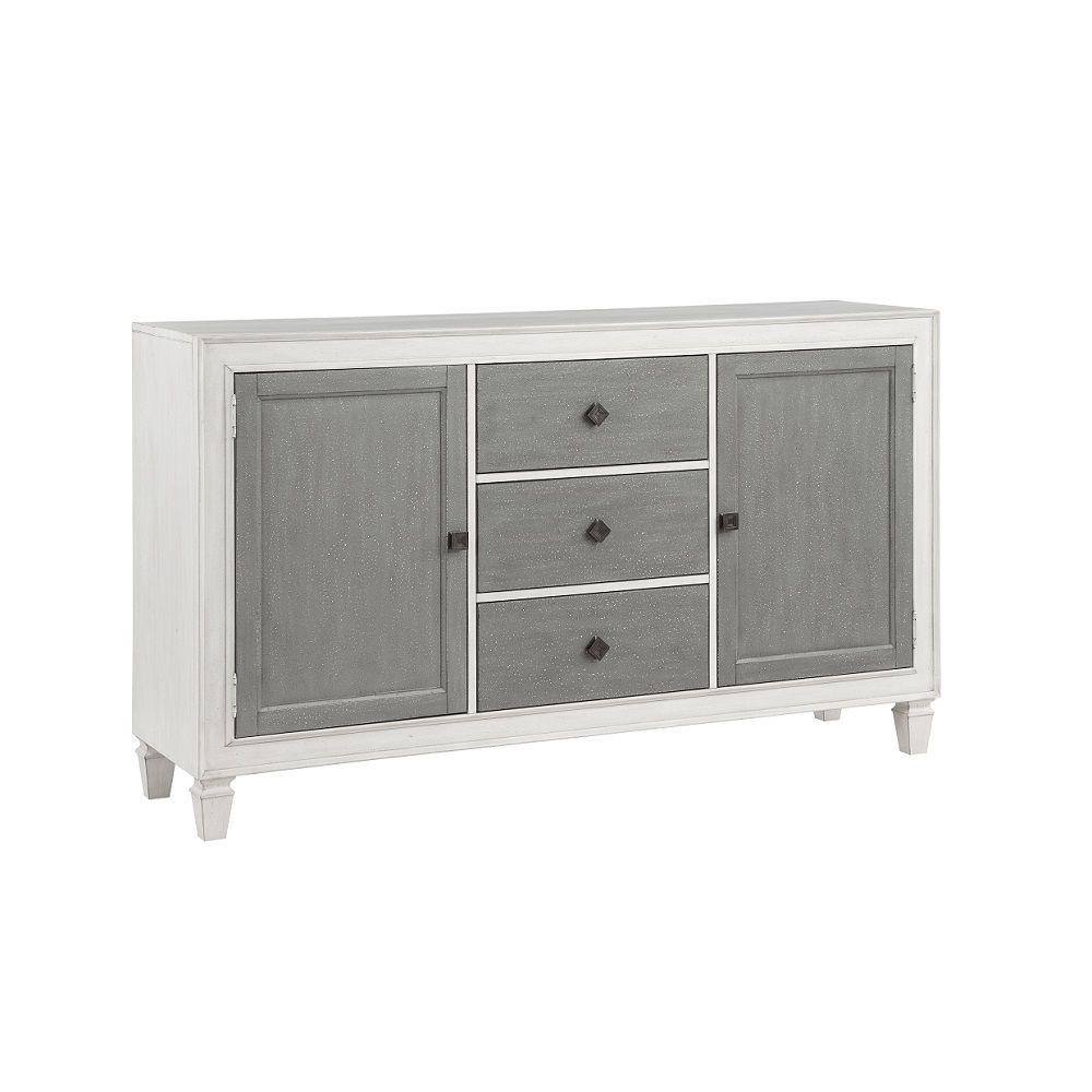 Benjara Kate Gray and White Wood 70 in. Server Console Sideboard with 3 ...