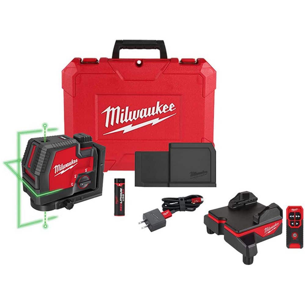 Milwaukee Green 100 ft. Cross Line and Plumb Points Rechargeable Laser ...