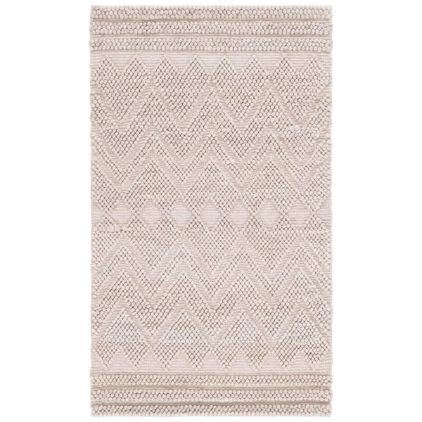 SAFAVIEH Natura 4 ft. x 6 ft. Beige Chevron Striped Solid Color Area ...