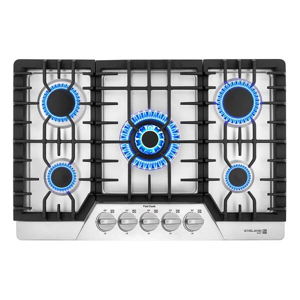 GASLAND 30 in. NG/LPG Convertible Gas Cooktop in Stainless Steel with 5 ...