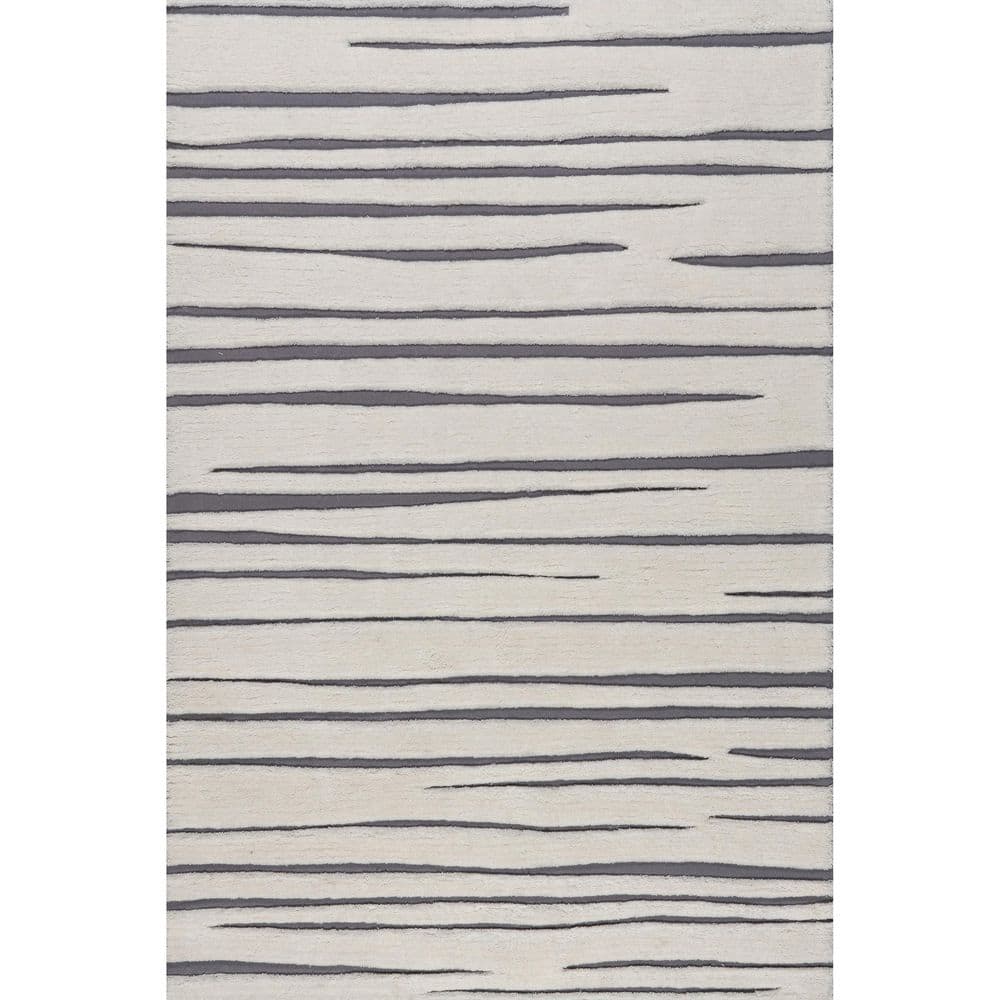 RUGS USA Frenshe Interiors Studio Striped New Zealand Wool Ivory 10 ft ...